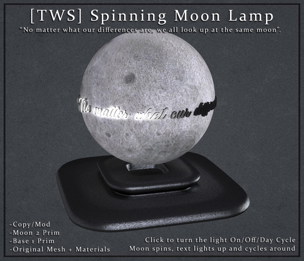 Second Life Marketplace - [TWS] Spinning Moon Lamp